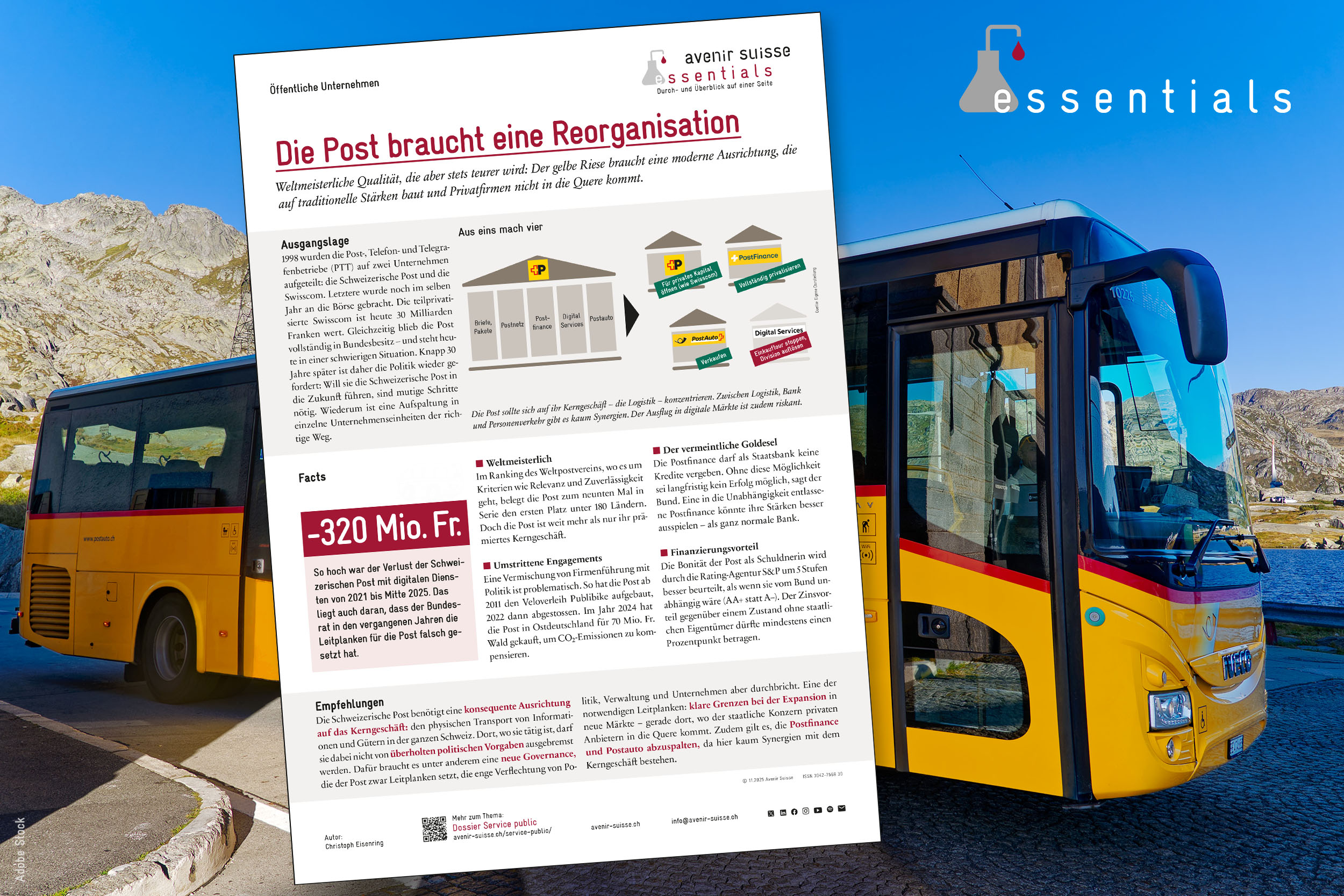 Die Post braucht eine Reorganisation - Avenir Suisse